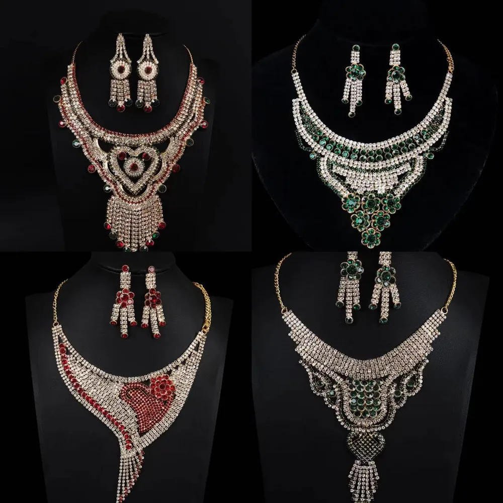 Middle-East-Gold-Jewelry-Sets-Rhinestone-Flower-Heart-Necklace-Earring ...