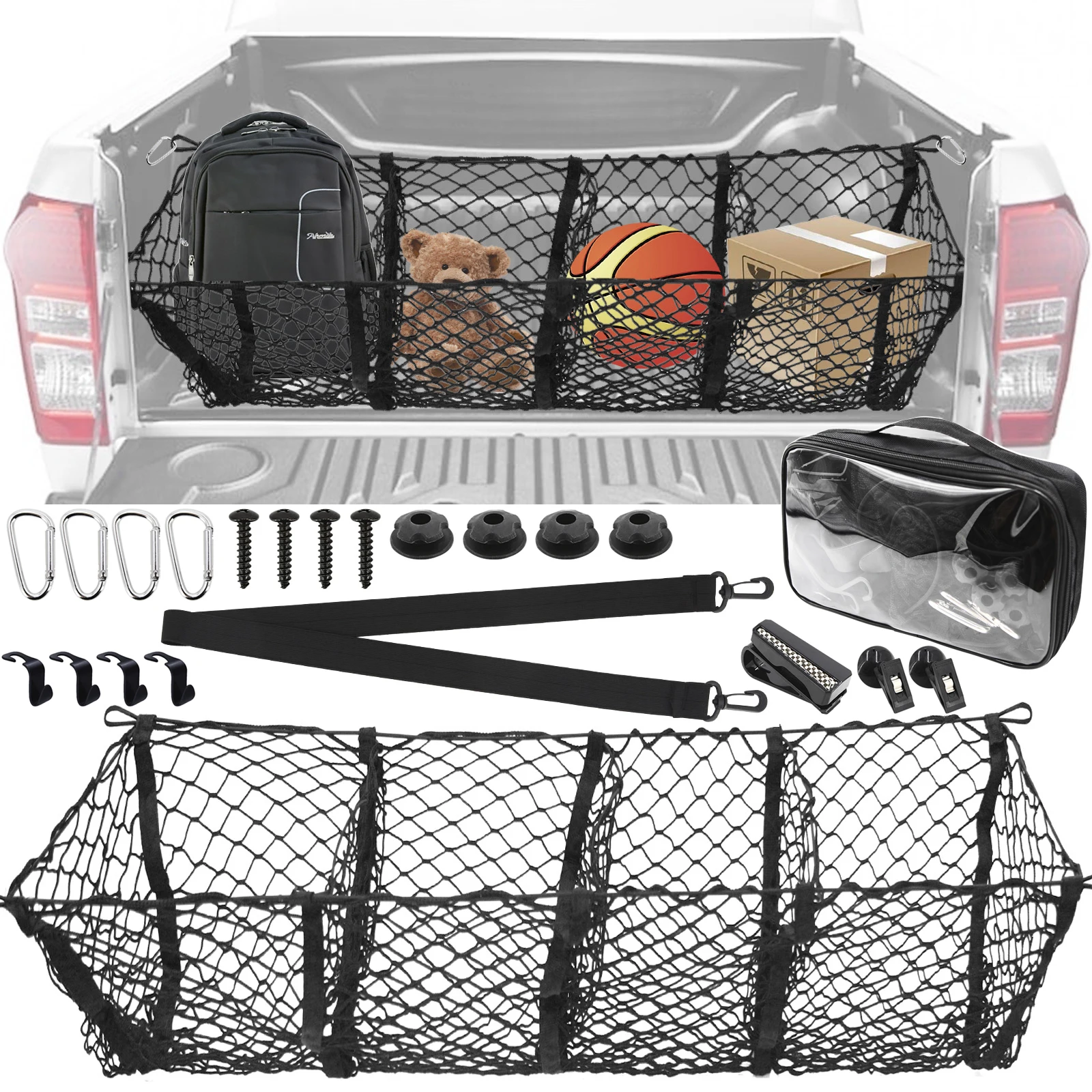 4-Pocket-Cargo-Net-Trunk-Bed-Luggage-Storage-Organizer-Mesh-for-Chevy ...