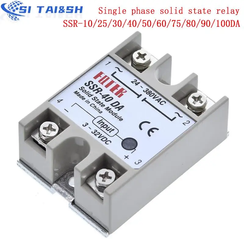 Solid State Relay Ssr-10da Ssr-25da Ssr-40da Ssr-50da 10a 25a 40a 50a Actually 3-32v Dc To 24 ...