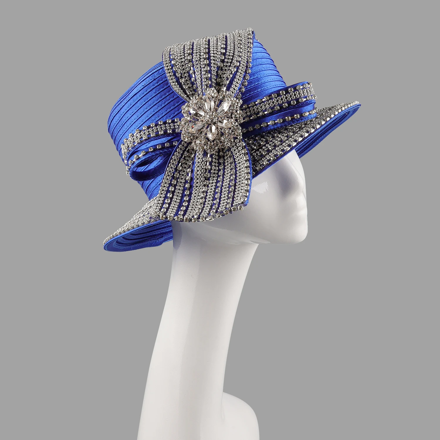 Blue-Satin-Cloth-Church-Hat-Deluxe-Elegant-Photography-Hat-Beauty-Fancy ...