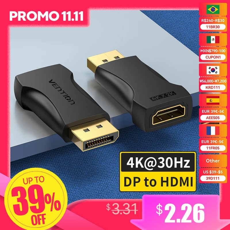 Vention-DP-to-HDMI-Adapter-4K30Hz-Display-Port-Male-to-HDMI-Female ...