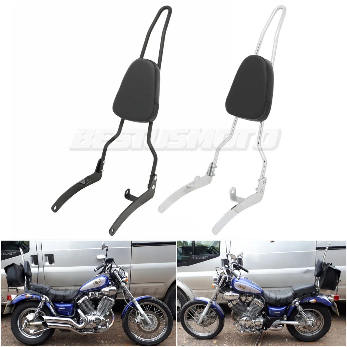 Motorcycle-Rear-Passenger-Backrest-Sissy-Bar-For-Yamaha-Virago-XV535 ...