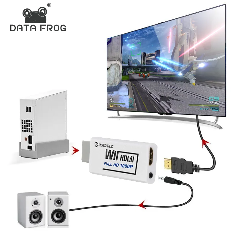 DATA-FROG-Adaptador-convertidor-compatible-con-Wii-a-HDMI-3-5mm-Audio ...