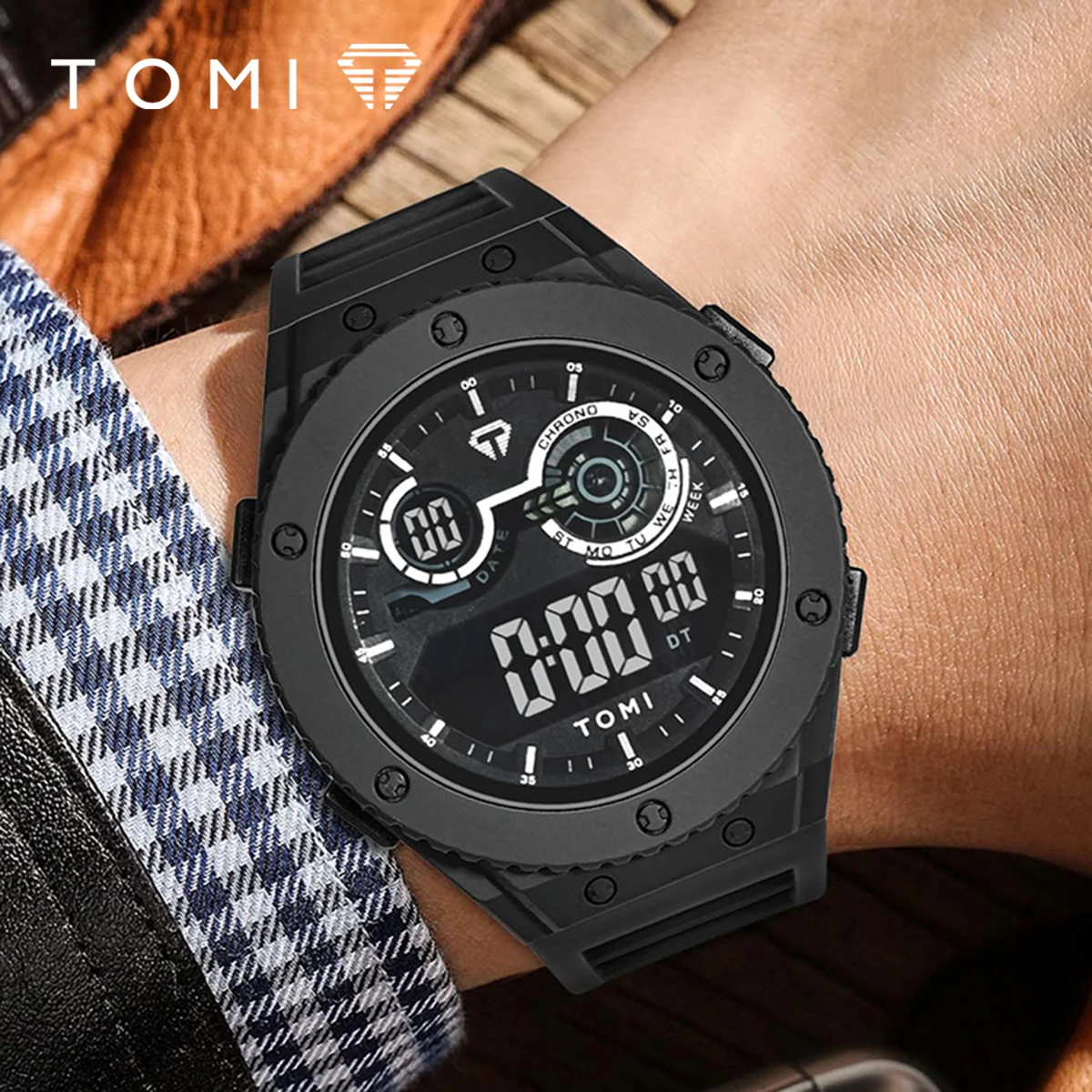 TOMI Men's LED Luminous Digital Watch Minimalist Design 30M Waterproof ...