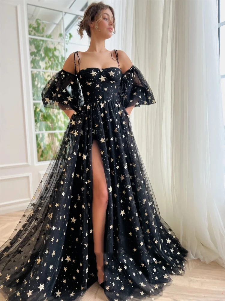 Graduation-Dress-Black-Star-Robe-Wedding-Dress-Women-s-Elegant-Party ...