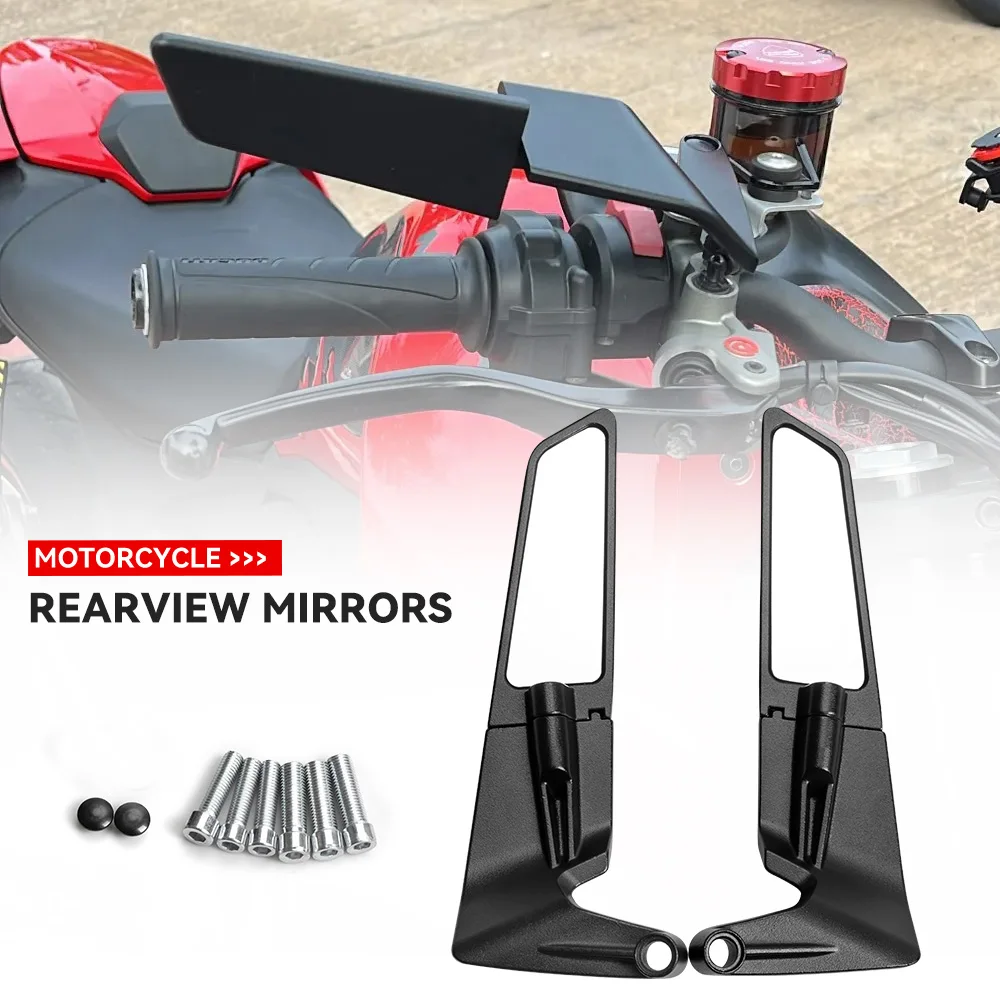 New-Motorcycle-Fixed-Wind-Wing-Universal-Mirrors-Adjustable-Rotating ...