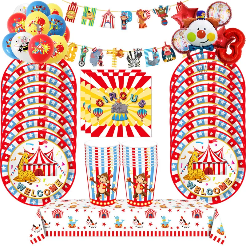 Circus-Clown-Theme-Birthday-Party-Decoration-Cup-Plate-Baby-Shower ...