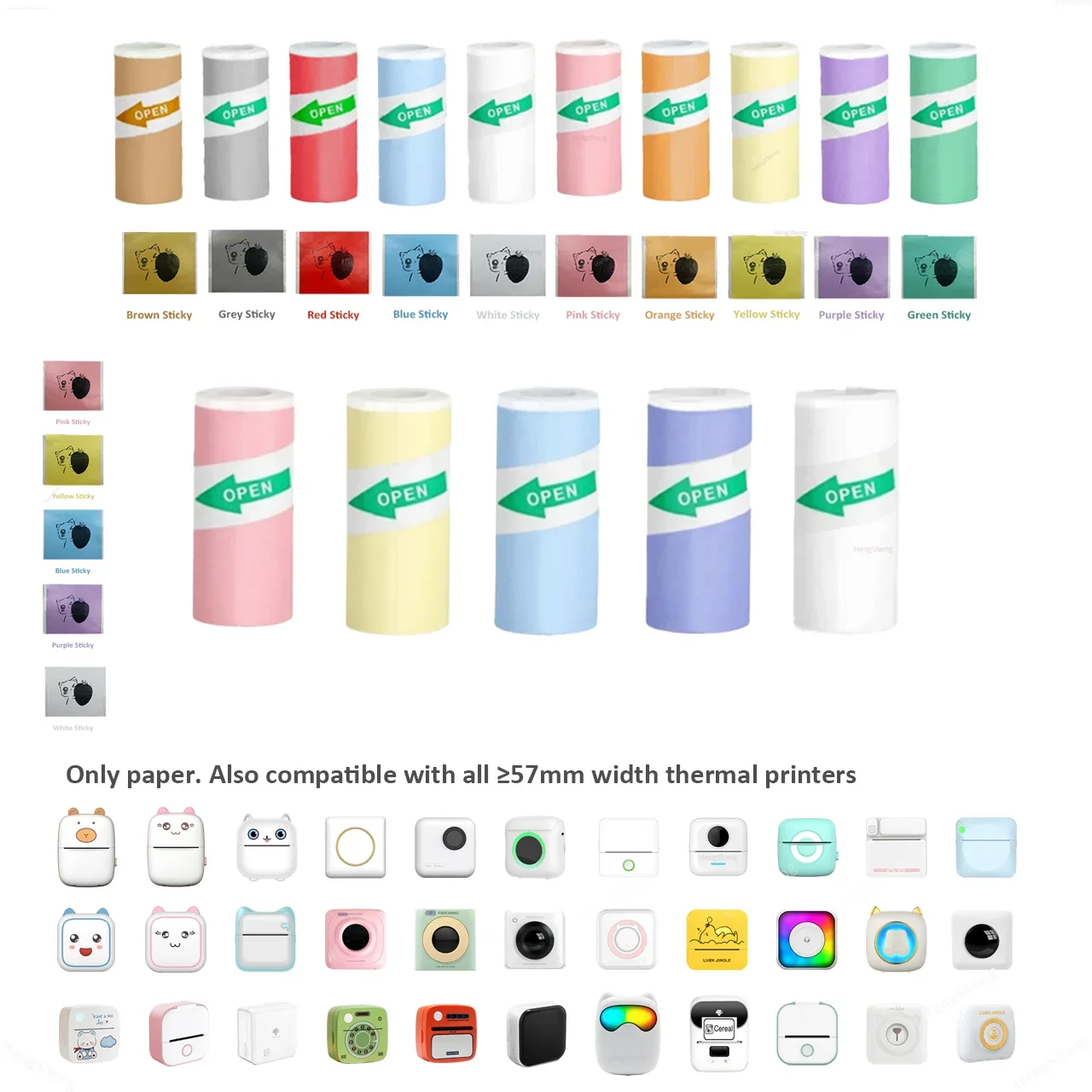 57x25mm-Adhesive-Photo-Thermal-Paper-Label-Sticker-Color-Photo-Paper ...