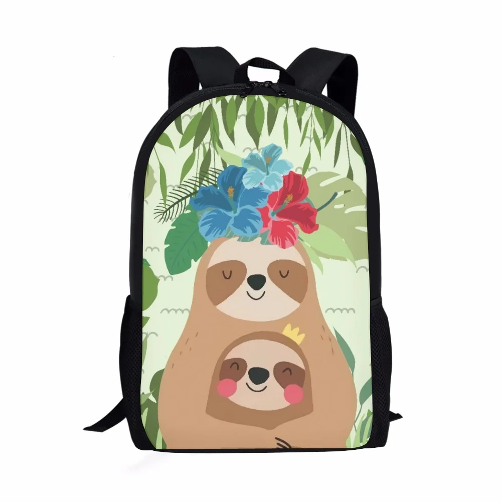 Cute-Sloth-Print-School-Bags-for-Girls-Boys-Primary-Book-Bag-Floral ...