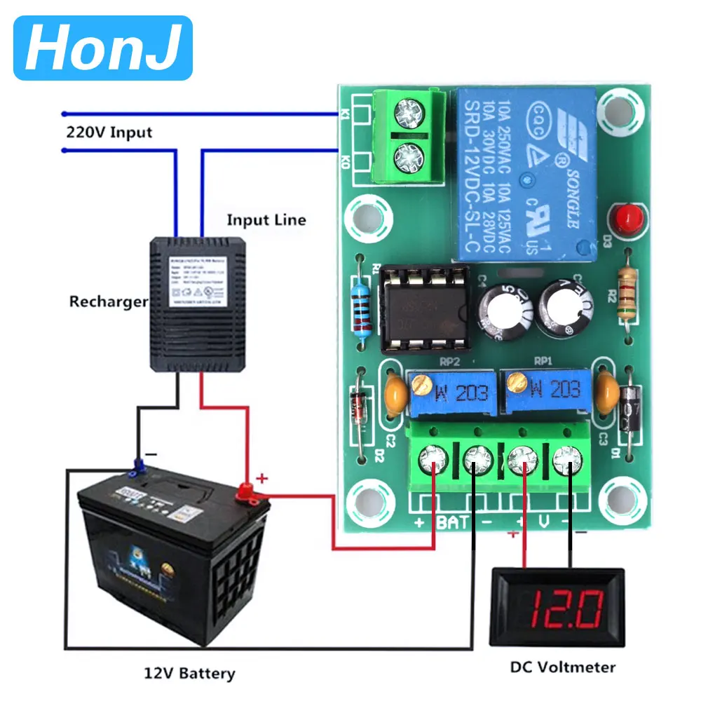 12V Battery Charging Control Board XH-M601 Intelligent Charger Power ...