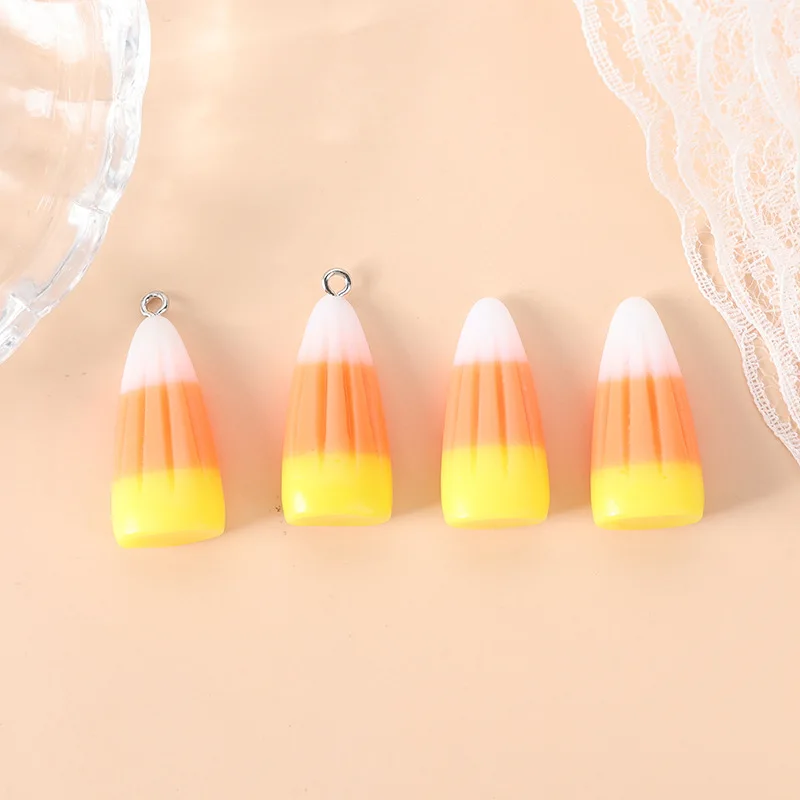 10/20Pcs Kawaii Resin 3D Candy Corn Halloween Miniature Cabochon Art ...