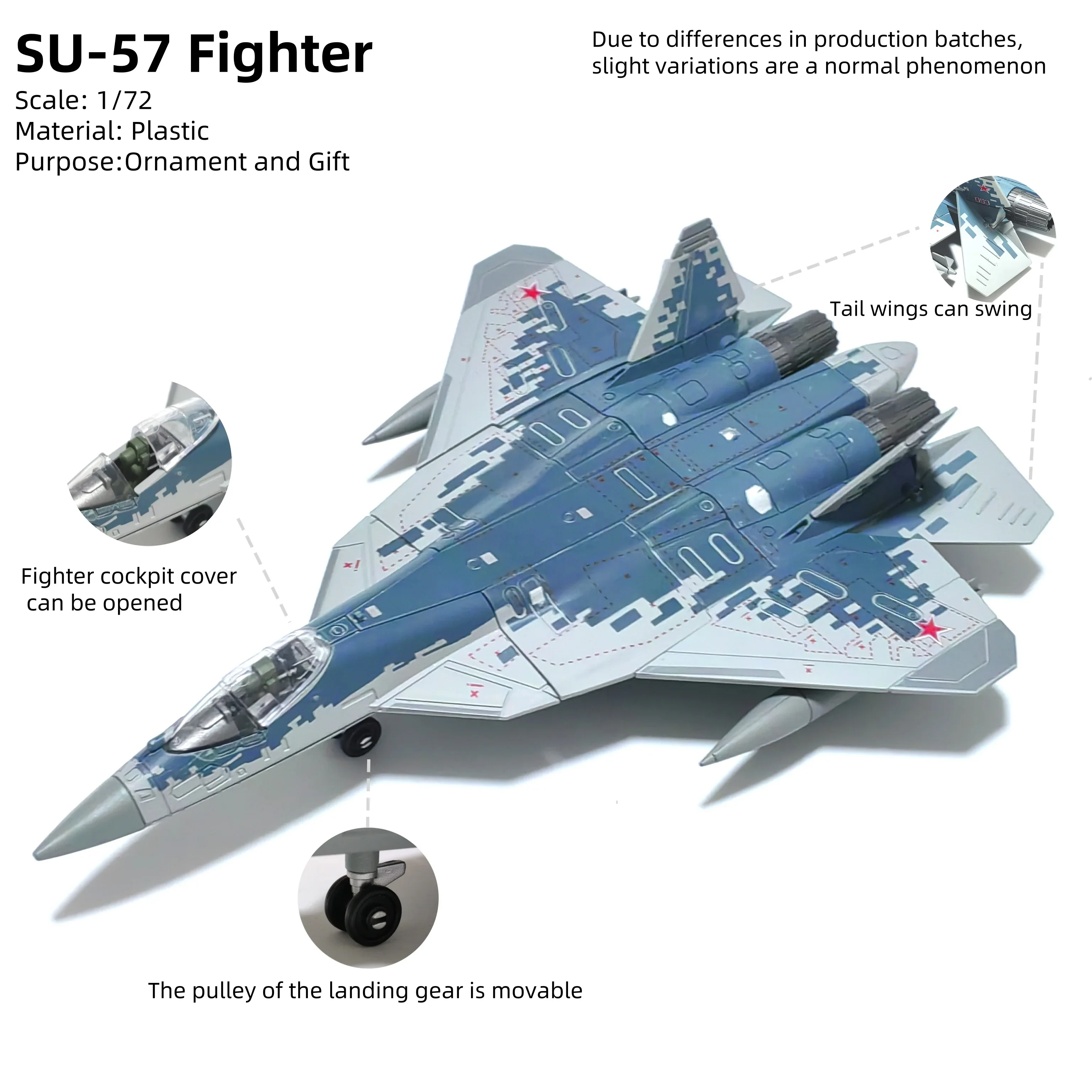 SU-57S Fighter 1/72 Plastic Scale Model (including base) Scale model ...