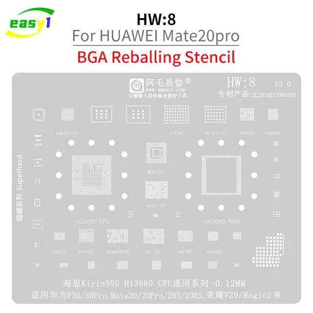 Huawei Hw8 Bga Reballing Stencil P30 Mate 20 X Rs Pro Honor V20 Magic2 Kirin980 Hi3680 Cpu Power ...