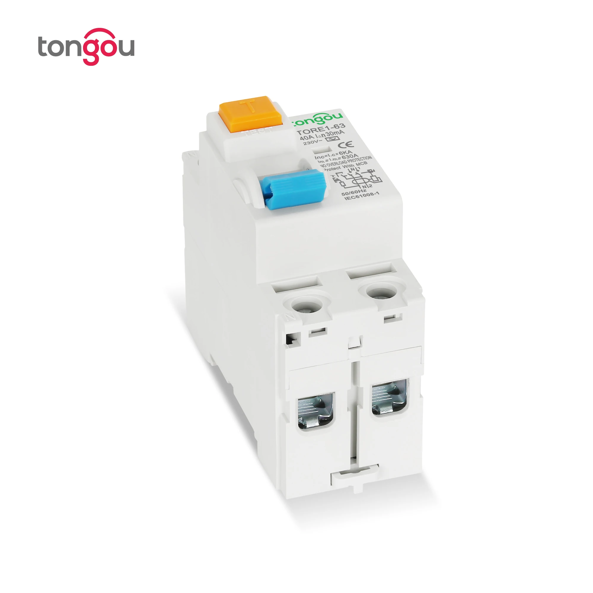 2P 16A 63A 10mA 30mA 100mA 6KA RCCB RCD 230V Electromechanic Residual Current Circuit Breaker ...
