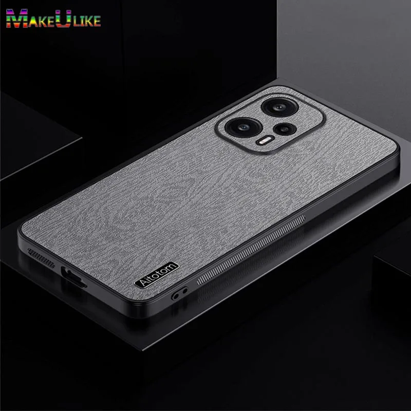 Leather-Case-for-POCO-F5-Pro-Case-Ultrathin-Wood-Grain-Shockproof-Cover ...