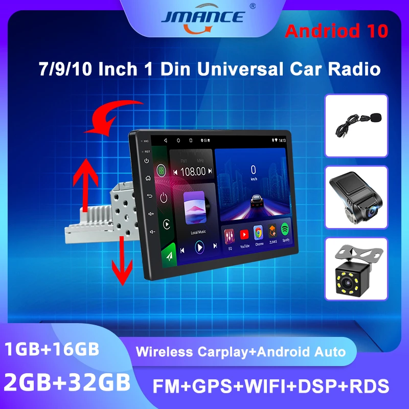 7/9/10 Inch 1din Universal Car Radio Android 10 Touch Screen Carplay ...
