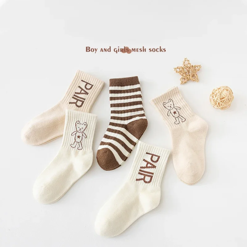 Cartoon Bear Kids Boys Girls Mesh Socks Summer Anti-pilling Sports ...