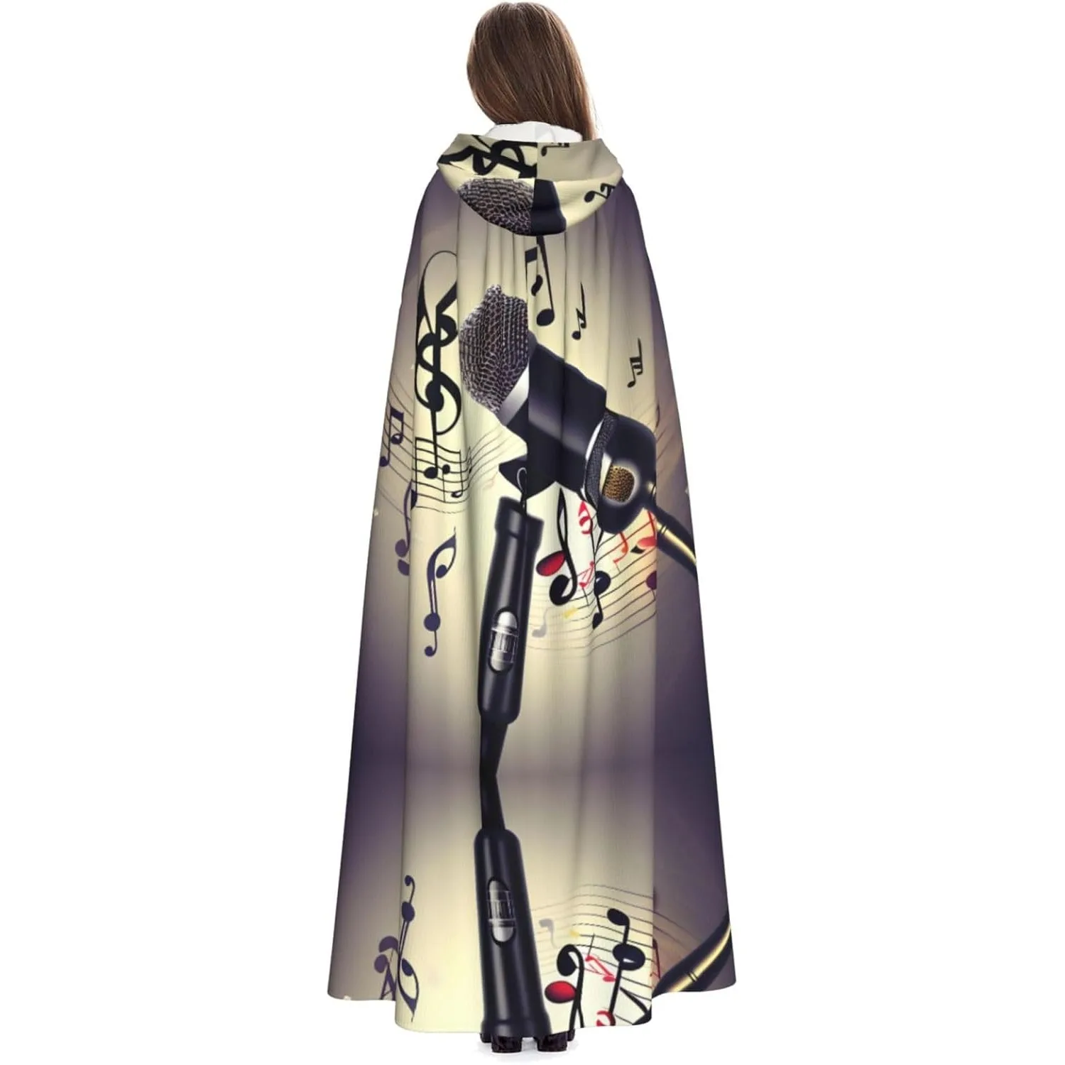 Microphone with Music Note print Adult Hooded Cape Carnival Festival ...