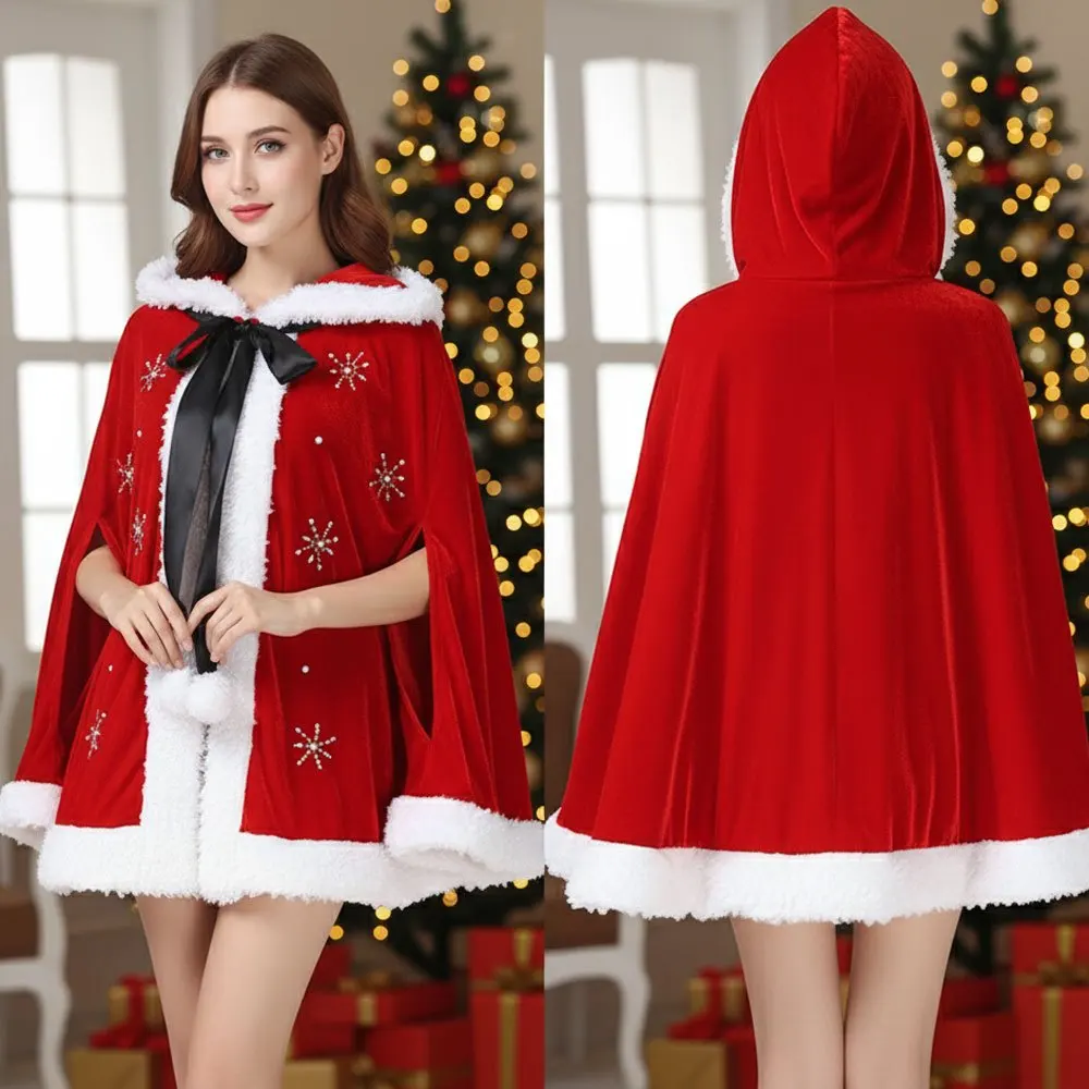 Christmas Robe with Large Shawl Santa Design and Rhinestone ...