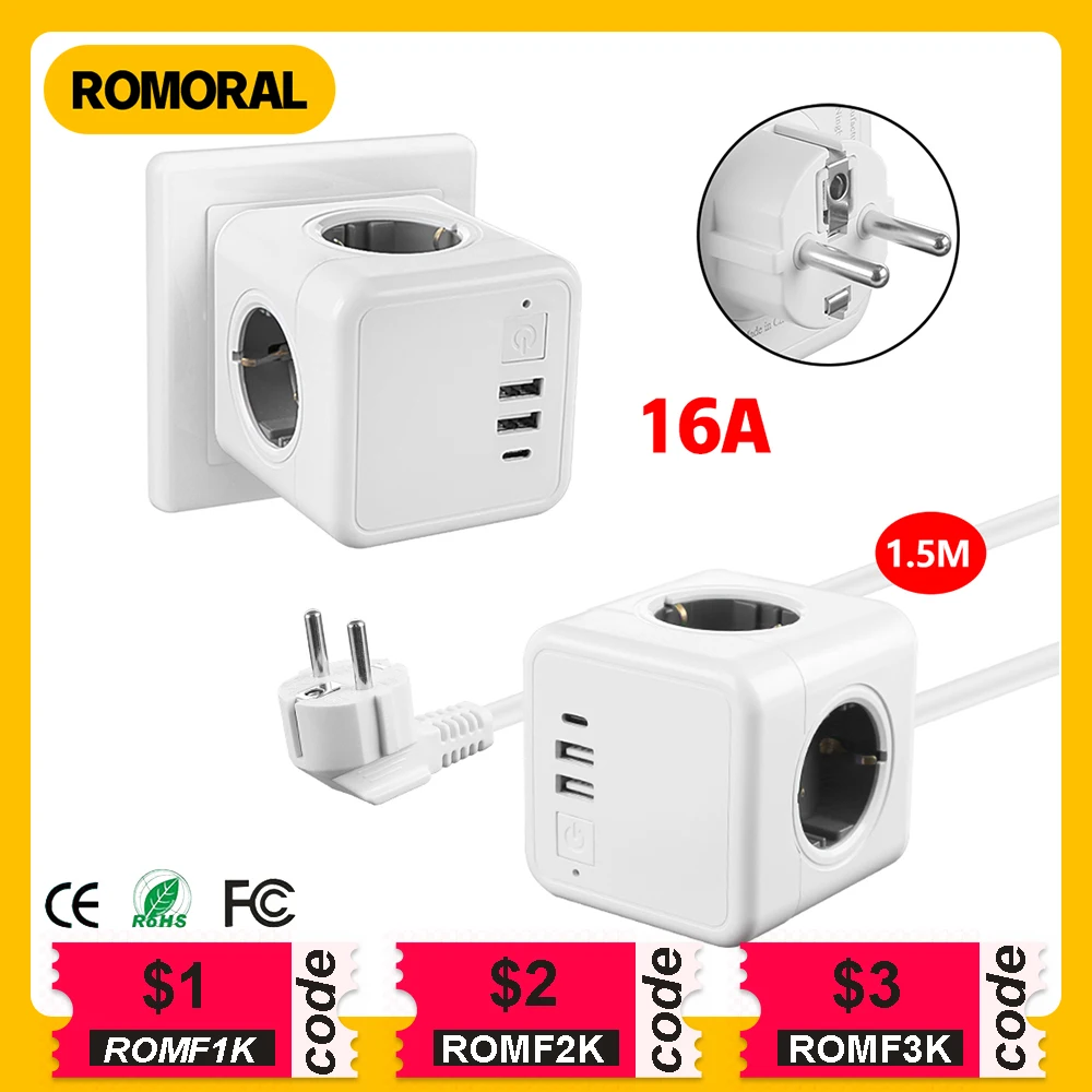 Square-Power-Strip-Extender-Cube-with-4-AC-Outlets-2-USB-Type-C-Ports ...