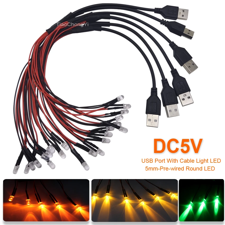 DC5V-USB-Port-with-5mm-Pre-wired-Round-LED-Model-Light-LED-light ...