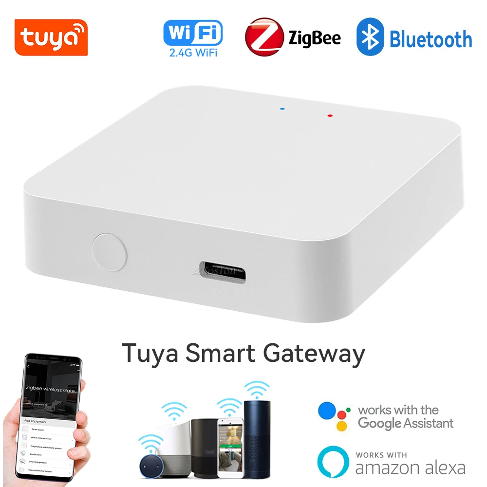 Tuya ZigBee Gateway Hub Multi-mode WiFi Bluetooth Mesh Zigbee Gateway Sensor Smart Life Control ...
