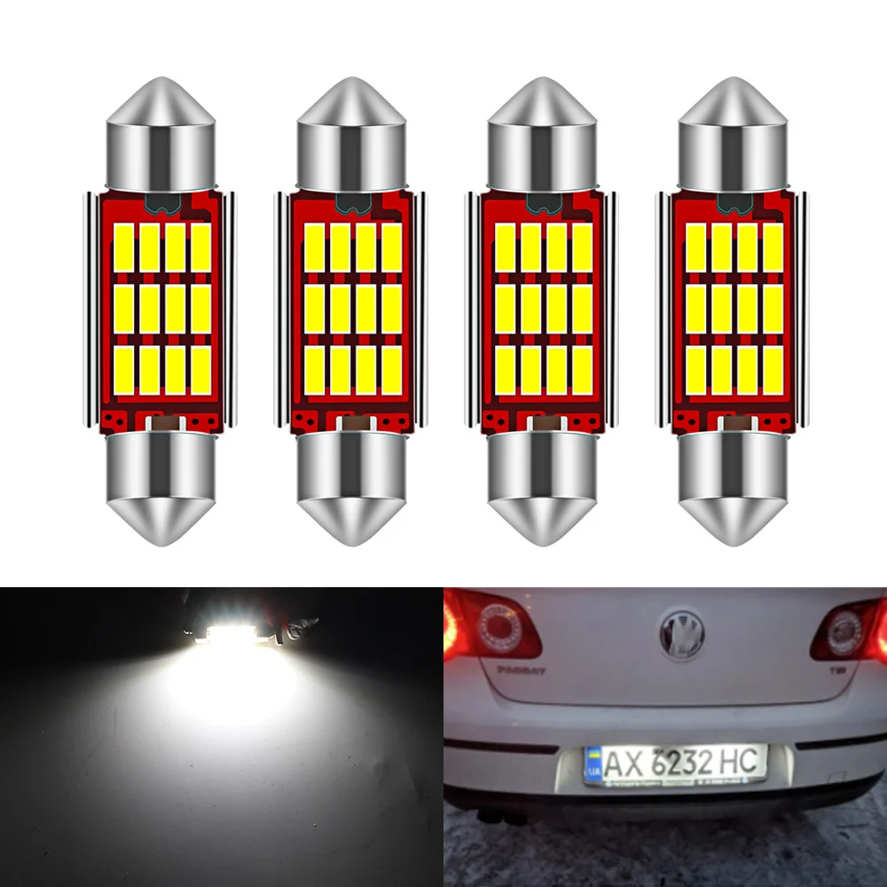 4Pcs-No-Error-Festoon-36mm-LED-Bulb-C5W-4014-SMD-Lamp-Car-License-Plate ...