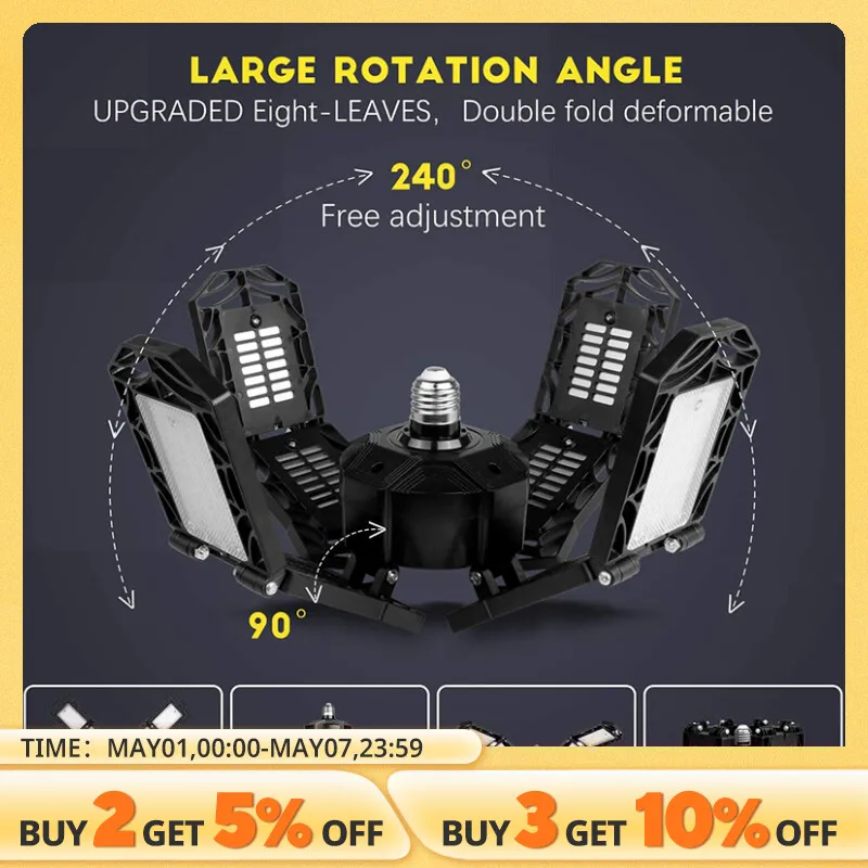 LED-Garage-Light-with-8-Adjustable-Panels-E26-E27-Ceiling-Mounted ...