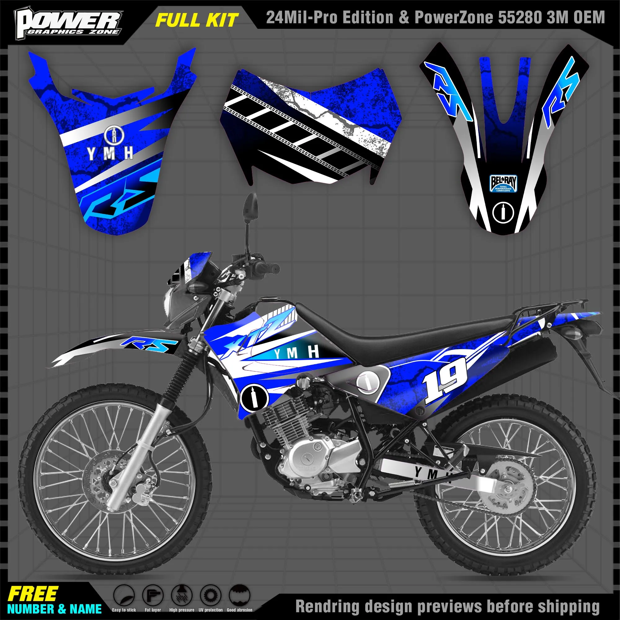 PowerZone Custom Team Graphics Backgrounds Decals 3M Stickers Kit For ...