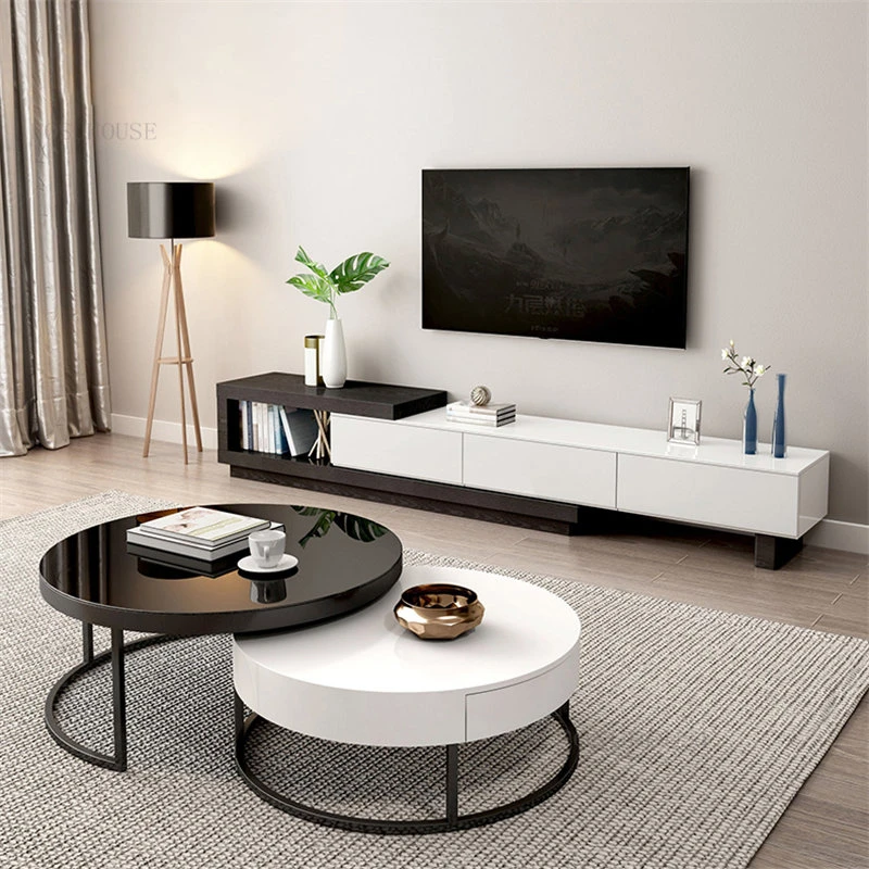 Modern Minimalist Telescopic TV Cabinets Living Room Furniture Light ...