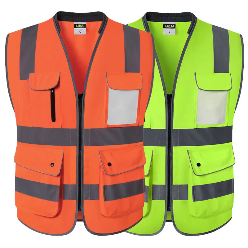Road Work Vest for Man With Pockets Hi Vis Vest Outdoor Construction ...