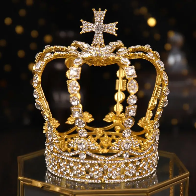 Cos-Princess-Golden-Crown-Baroque-Style-Bridal-Cross-Crown-Crystal ...