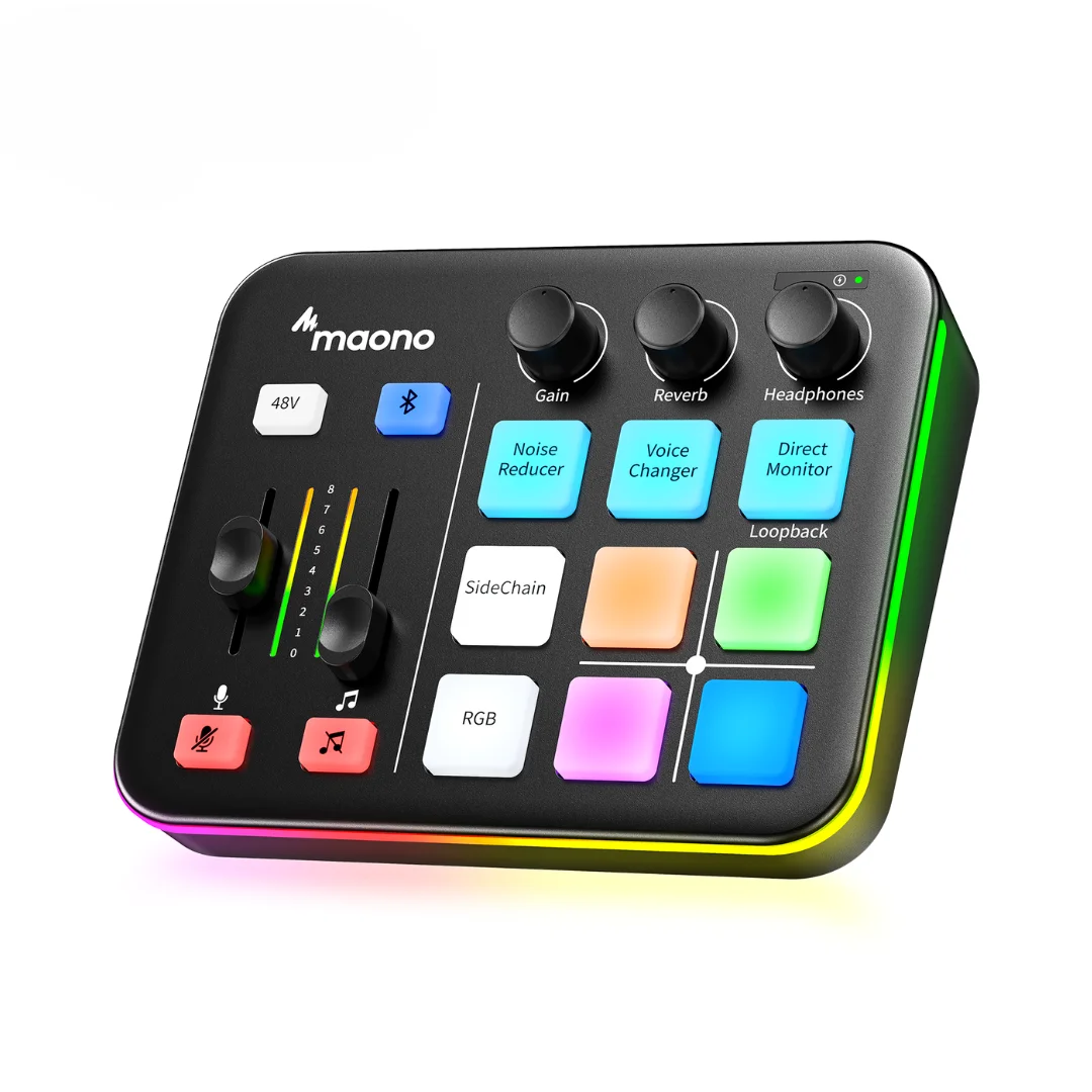 Maono-G1-Neo-Gaming-Audio-Mixer-Live-Streaming-Soundcard-Bluetooth-RGB ...