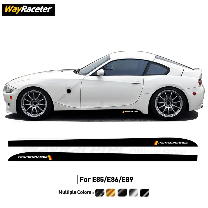 2-Pcs-M-Performance-Decal-Carbon-Fiber-Vinyl-Door-Side-Stripe-Skirt ...