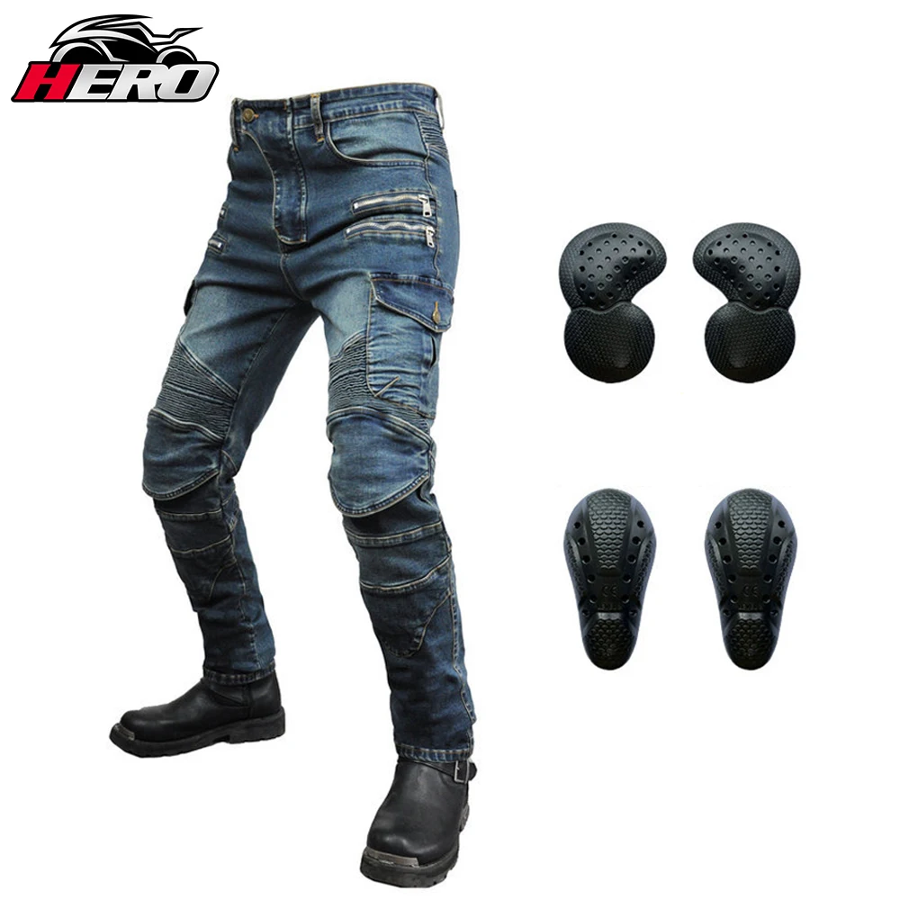 Motorcycle-Jeans-Men-Moto-Slim-Fit-Pants-Zipper-Protective-Gear-Casual ...
