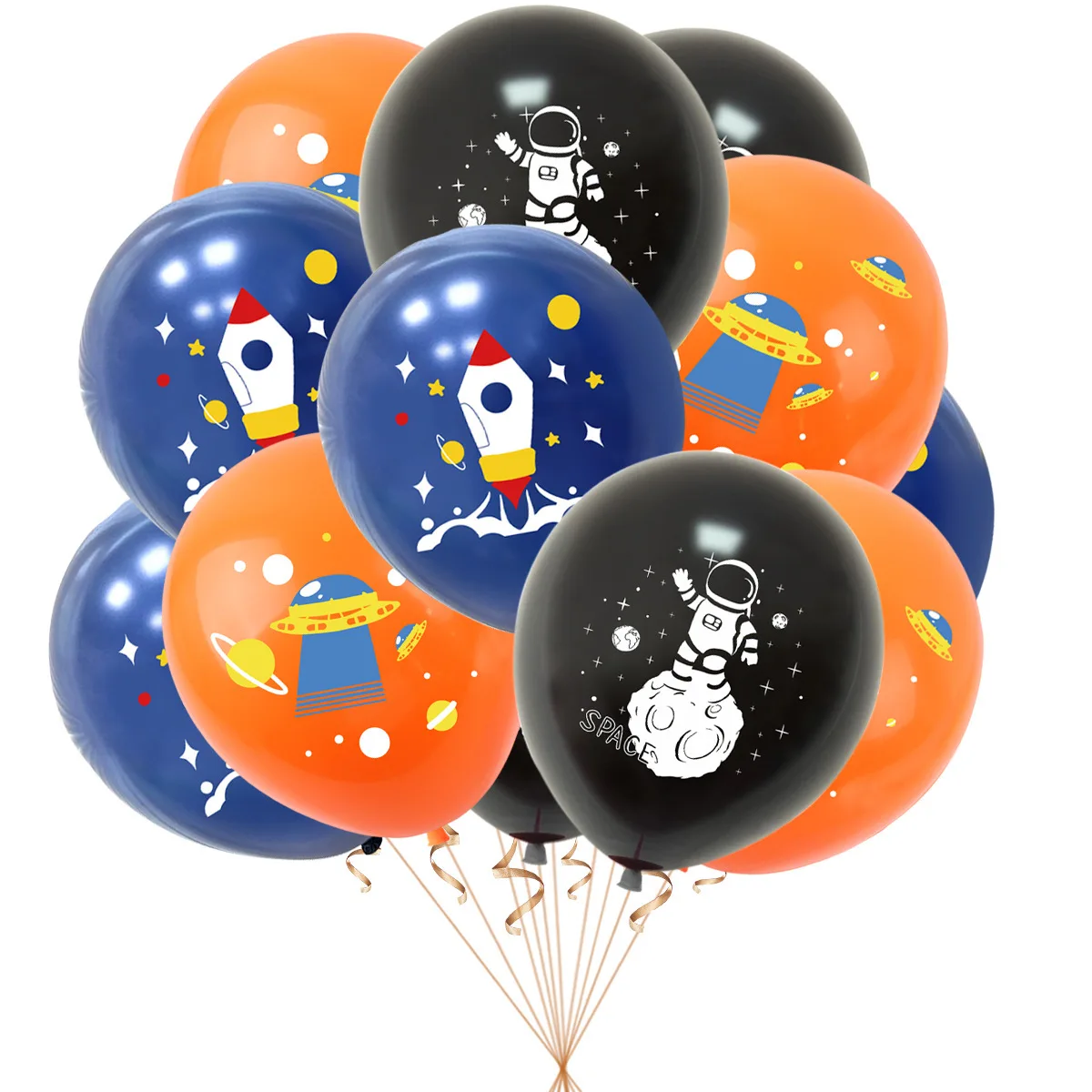 18Pcs Cartoon Outer Space Theme Astronaut Rocket 12inch Latex Balloon ...