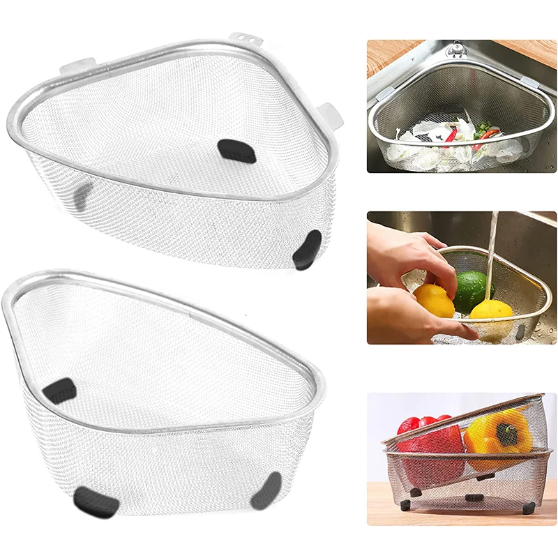 LMETJMA In-Sink Mesh Colander Strainer Basket Kitchen Triangle Sink ...