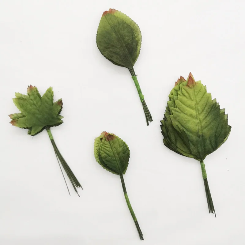 12pcs/bunch Artificial Plants Fake Green Leaves for Wedding Home ...