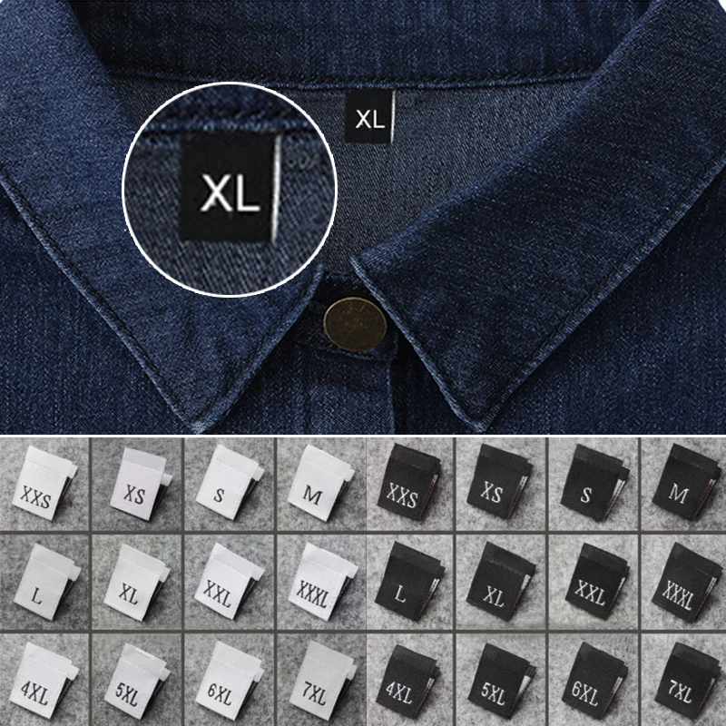 100Pcs-Clothing-Size-Label-Black-Text-White-Garment-T-Shirt-Folded ...