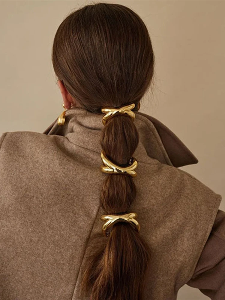 Metal-Smooth-Corss-Elastic-Hair-Loop-Hairband-For-Women-Ponytail-Hair ...