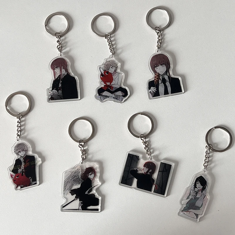 Chainsaw Man Acrylic Two sided Keychain Anime Figure Denji Makima ...