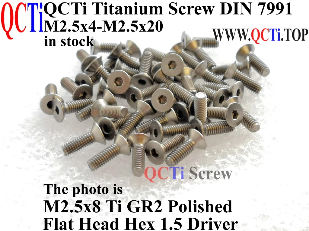 Din 7991 M2.5 Qcti Titanium Screw M2.5x4 M2.5x5 M2.5x6 M2.5x8 M2.5x10 ...