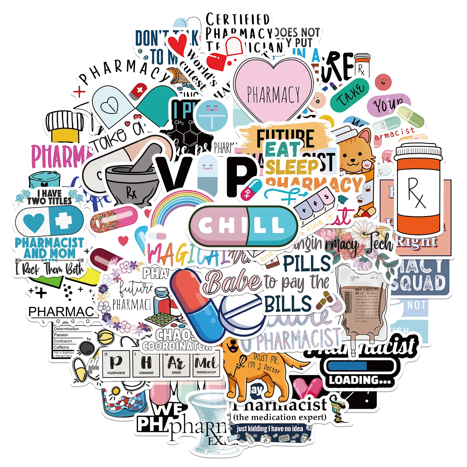 Pharmacy Stickers |50Pcs Pharmacist Apothecary Waterproof Vinyl Decals ...