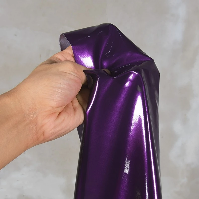 Purple Thin Mirror Leather Patent Leather Fabric Clothing Designer ...
