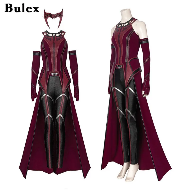 Bulex Wanda Maximoff Costume Django Maximoff Cosplay Outfit Red Cloak ...