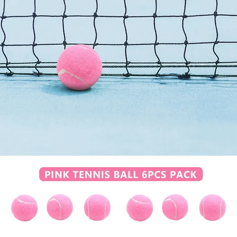 6Pcs-Pack-Pink-Tennis-Balls-Wear-Resistant-Elastic-Training-Balls-66mm ...