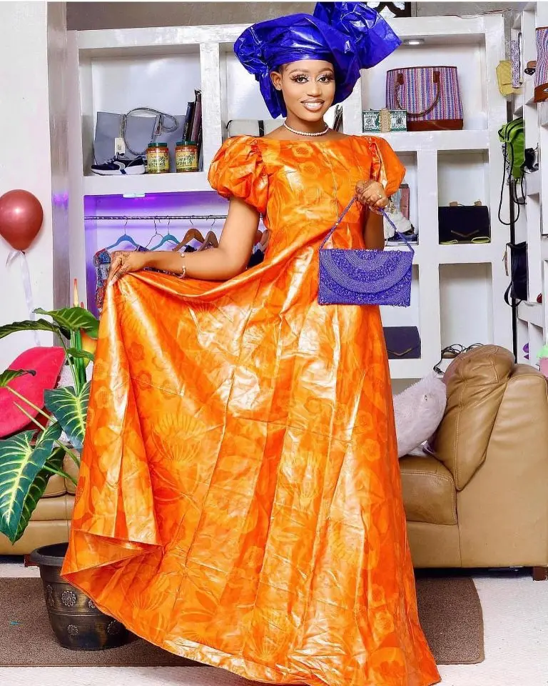 Orange-Larage-Size-Bazin-Riche-Evening-Gowns-For-Nigeria-Women-Party ...