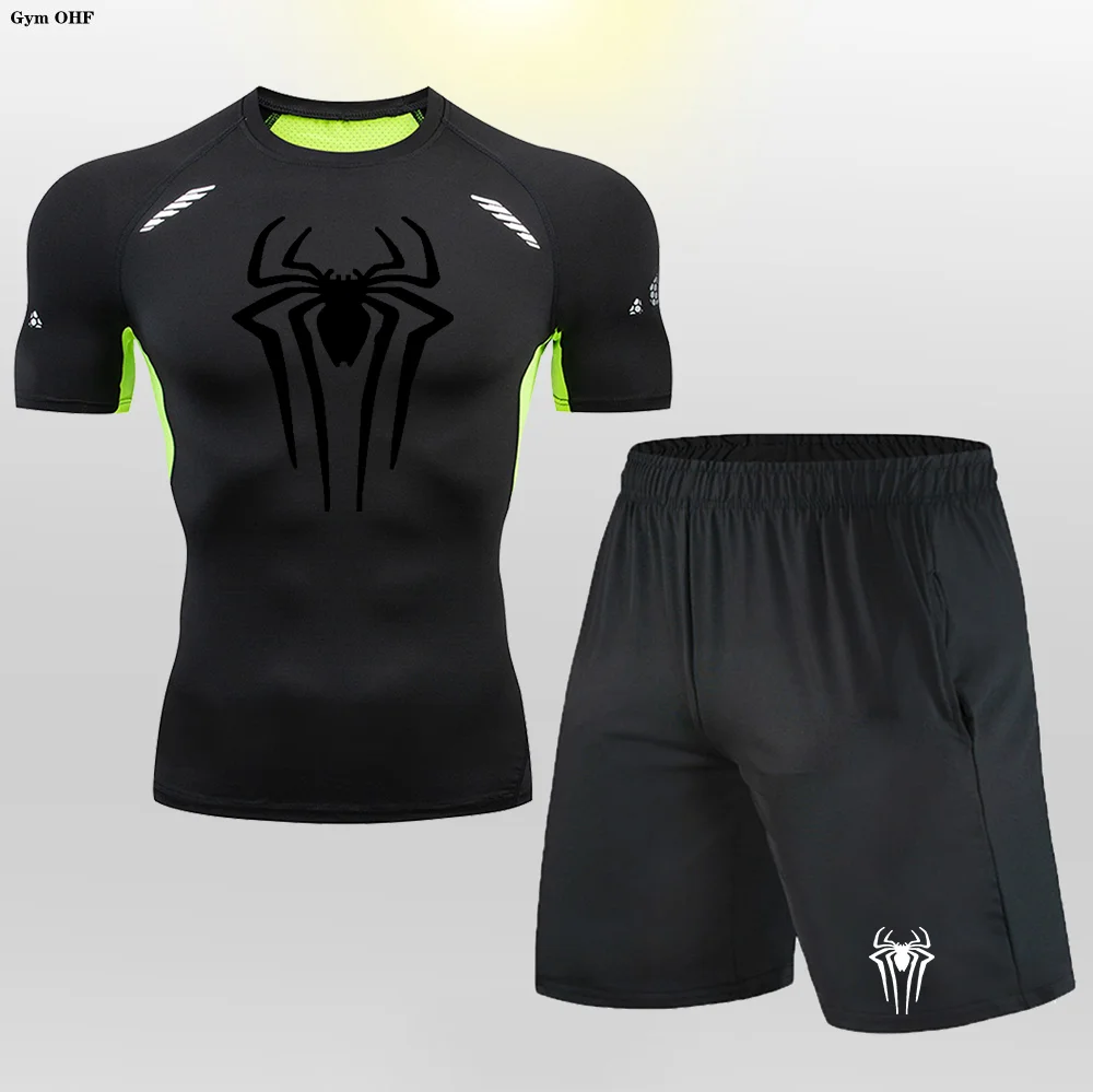 Men-s-Sportswear-Quick-Dry-Tight-Tracksuit-Gym-Spider-Compression-T ...