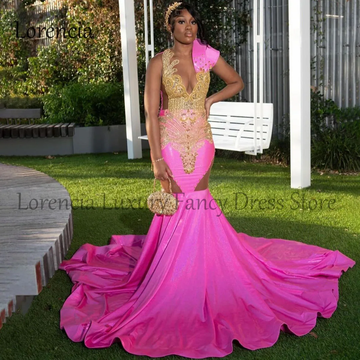 Sparkly-2024-Pink-Long-Mermaid-Prom-Dress-For-Black-Girls-Tassel-2024 ...