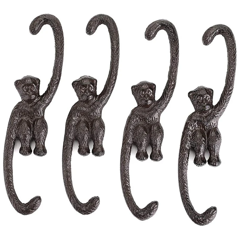 HOT-1-Set-Of-4-Heavy-Duty-Cast-Iron-S-Monkey-Hooks-8-Inch-Decorative ...